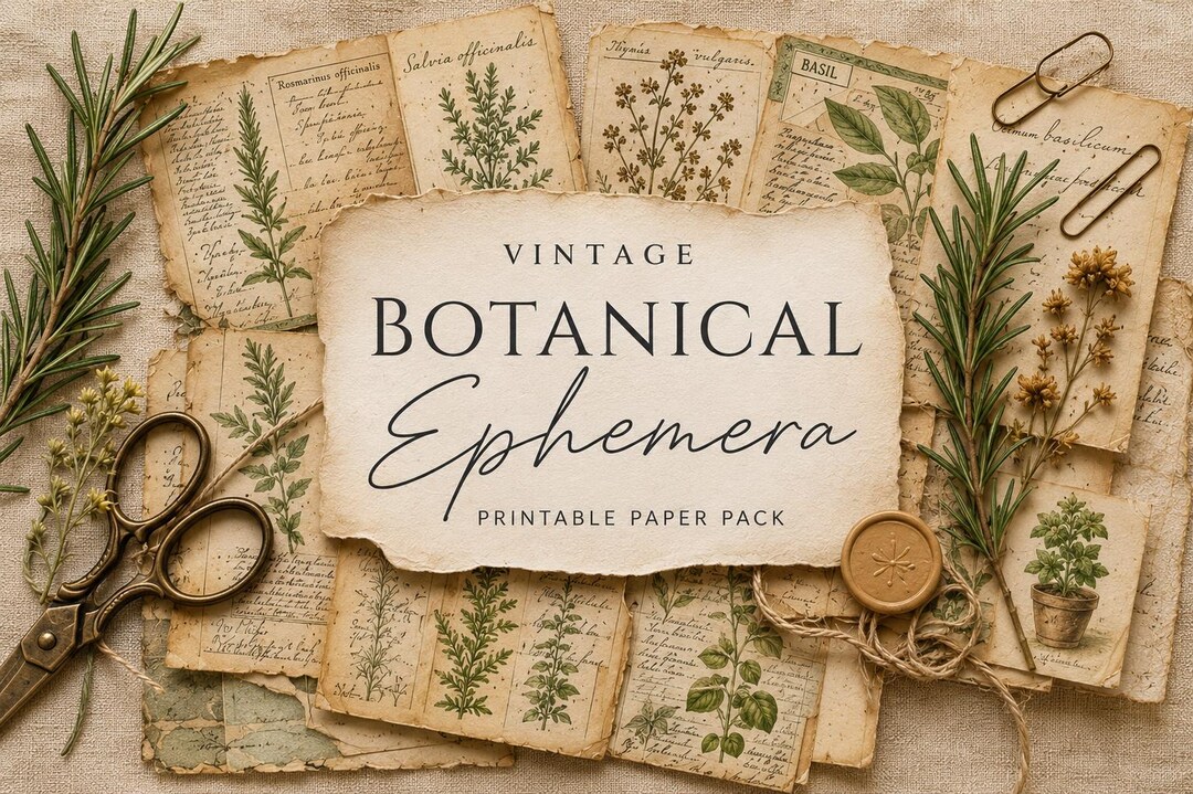 Vintage Botanical Ephemera Pack | Herbarium Junk Journal Kit ...
