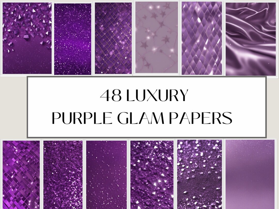 Purple Glitter Digital Papers: Glam Diamante Backgrounds (digital ...