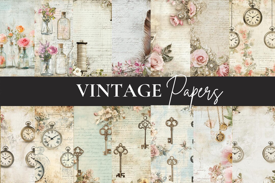 Vintage Digital Paper 36 Aged Writing Backgrounds With Details Instant ...
