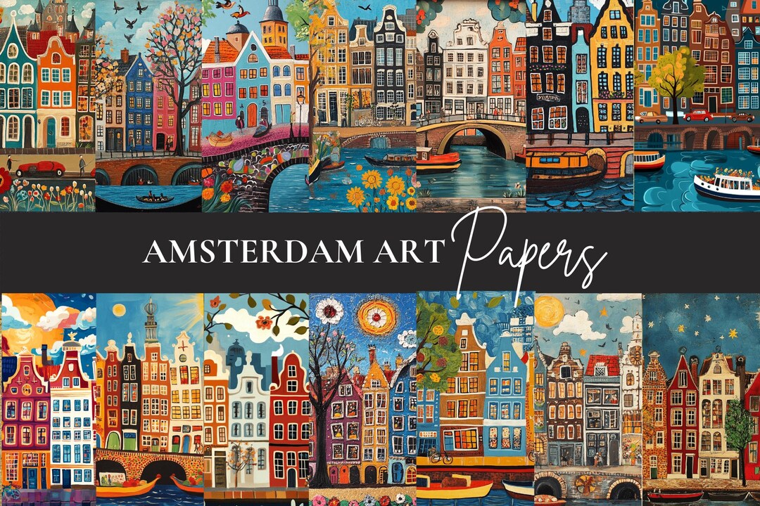 Amsterdam Digital Paper Pack: Dutch Canal Art, 29 Seamless Patterns ...