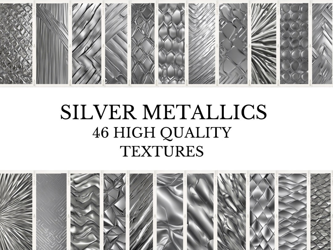 Silver Metallic Textured Digital Papers: 46 Backgrounds (digital ...