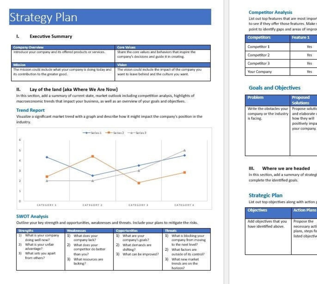 Small Business Strategy Planning Template - Etsy