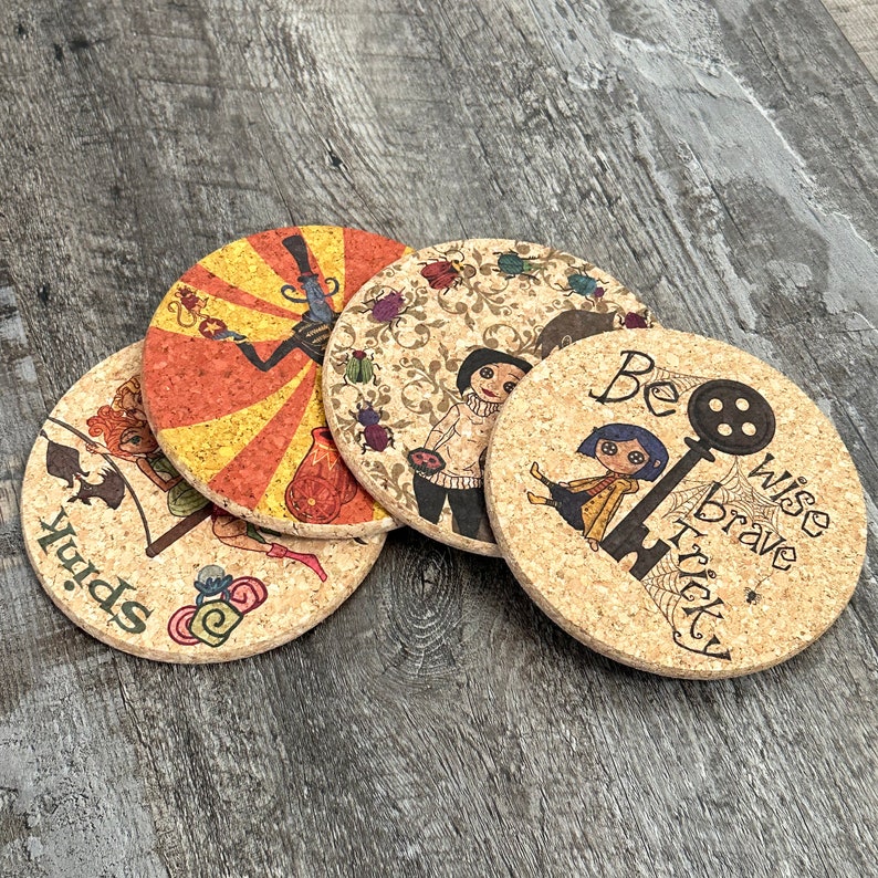 Button Eyes Cork Coaster Set of 4 - Etsy