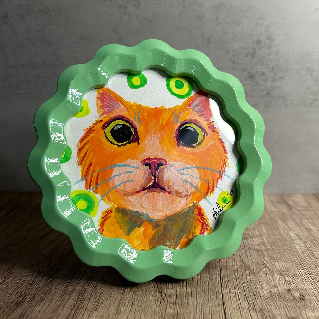 Original Painting of Orange Cat 5 X 5 Inches - Etsy