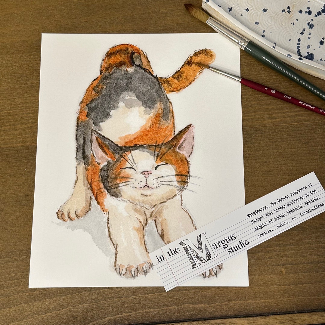 The Stretch, 8x10 Calico Cat With Claws Outstretched Art Print - Etsy