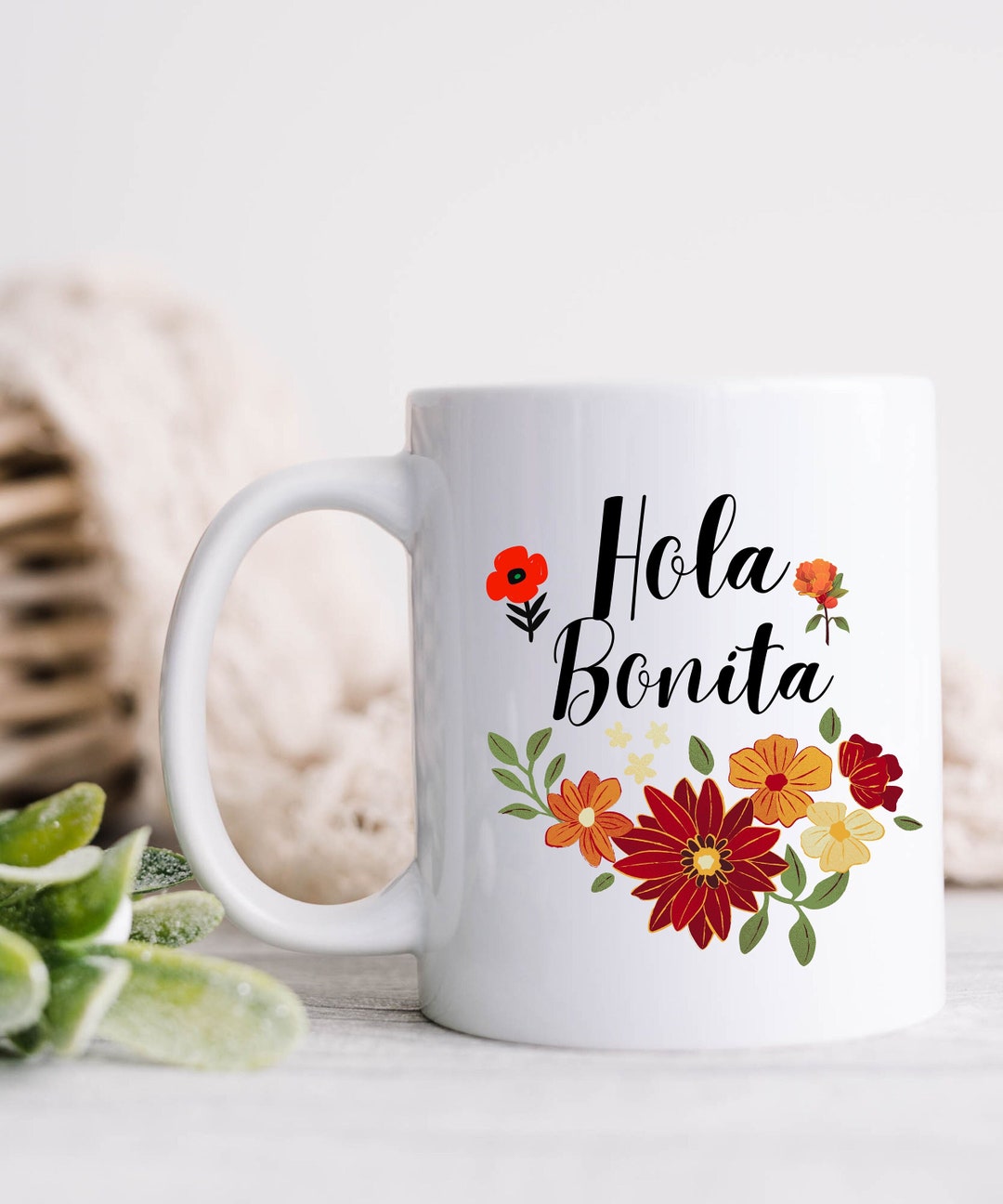 Coffee Mug, Hola Bonita, Spanish Mug, Cute Mug, Tea Mug, Gift for Her ...