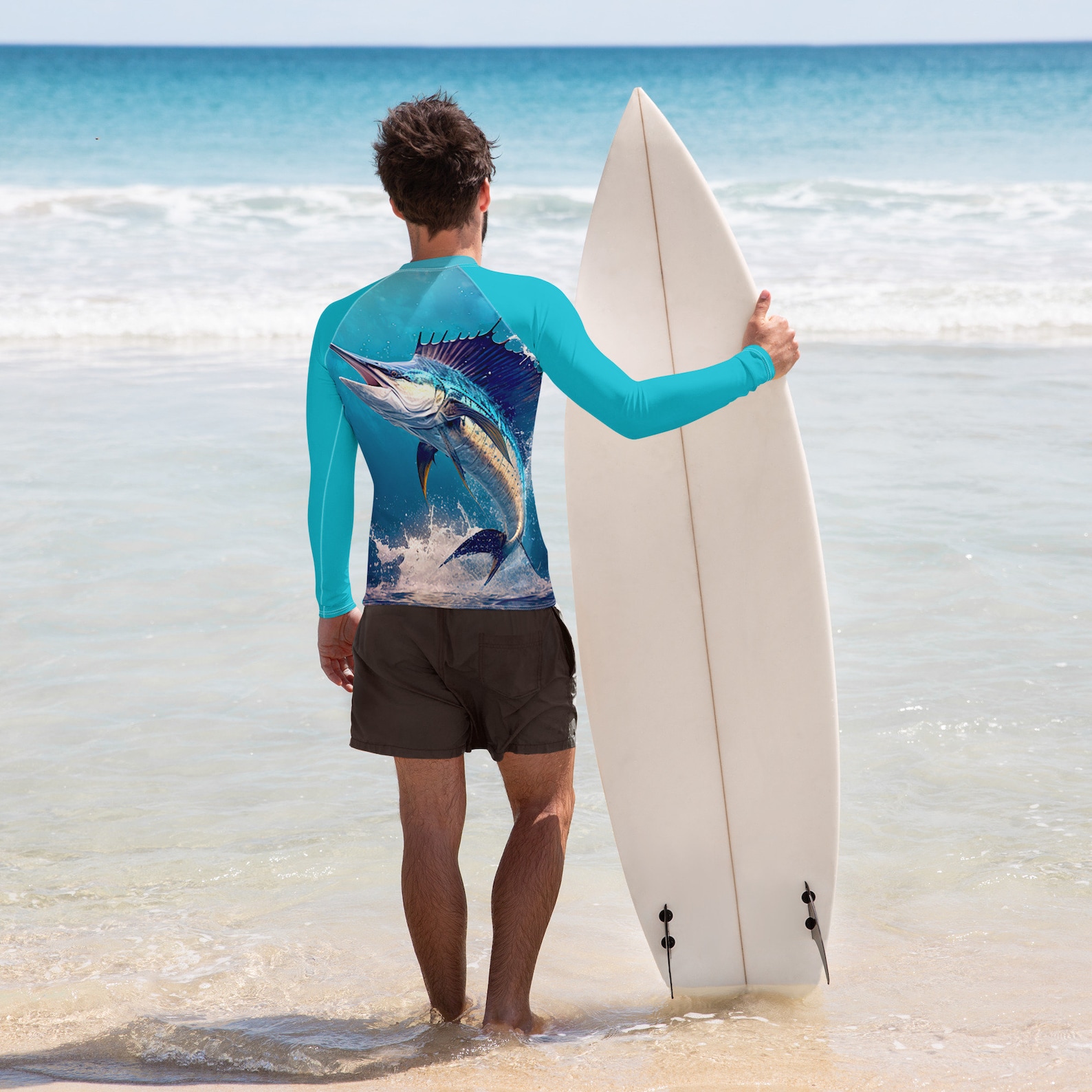 Tico Beach Men's Rash Guard, Men's Blue Ombre Long Sleeve Rash Guard ...