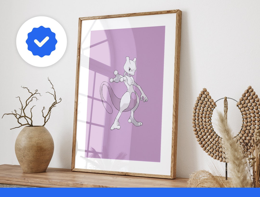 Mewtwo Pokemon Poster Home Decor Printable Wall Art, Instant Download ...