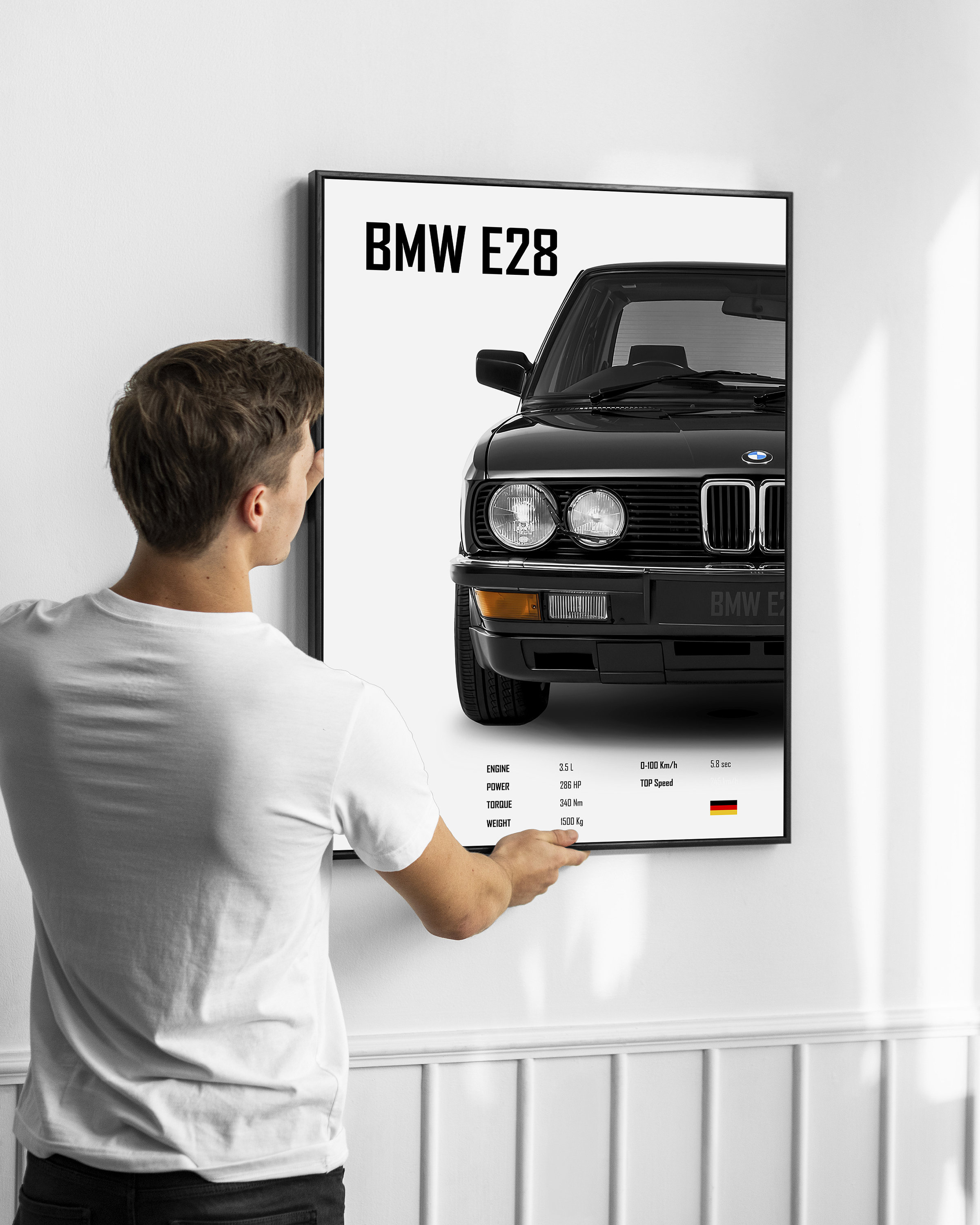 BMW E28 Digital Car Poster for Man, Instant Download Print Wall Art for ...
