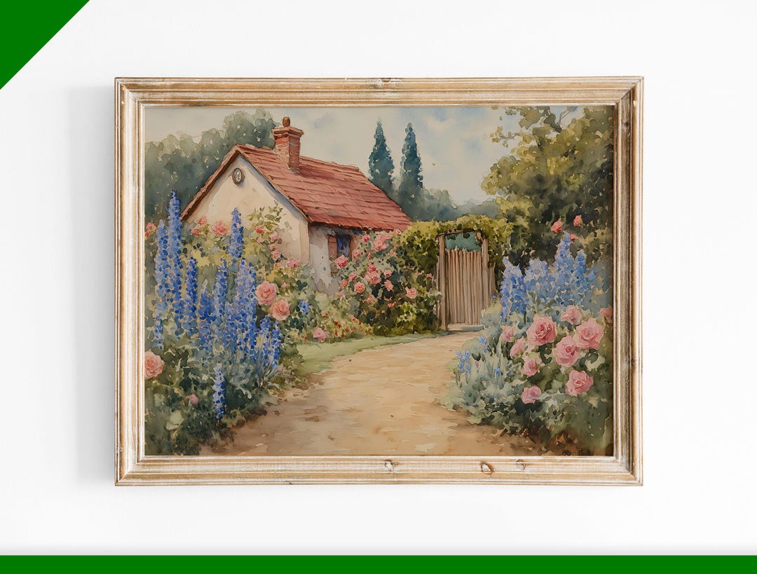 Spring Wall Art of Watercolor Farm Flower, Vintage PRINTABLE Decoration ...