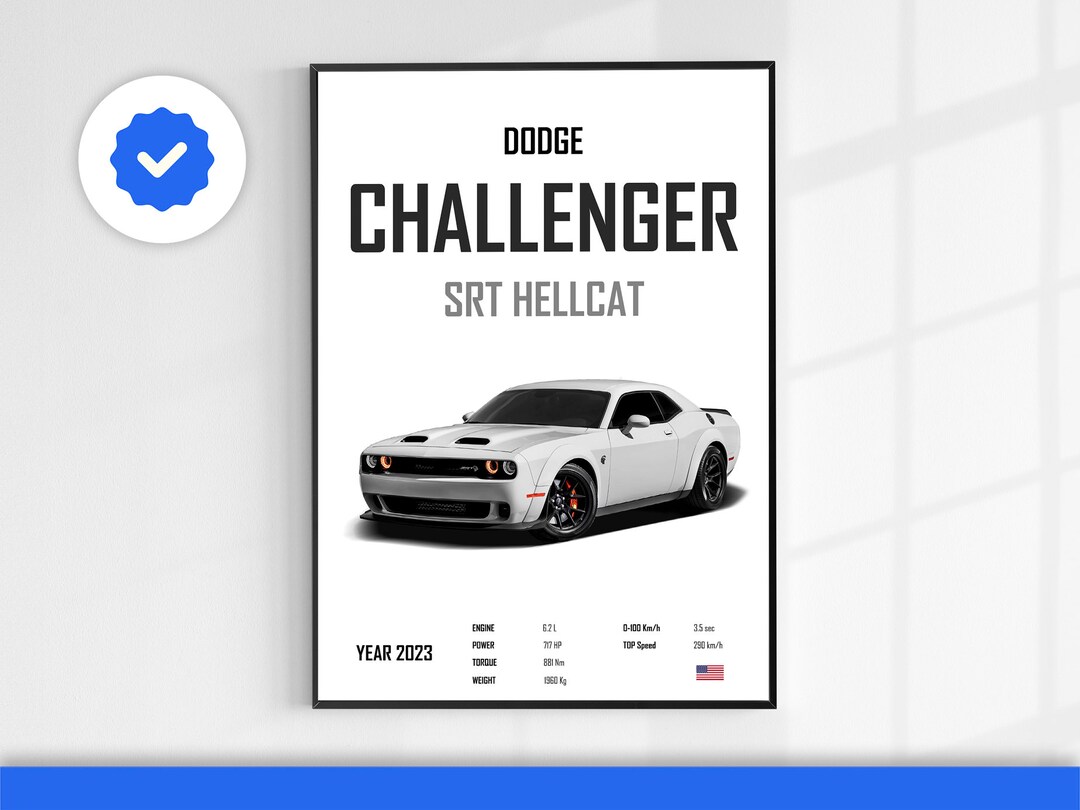 Dodge Challenger SRT Hellcat Digital Car Poster for Man, Instant ...