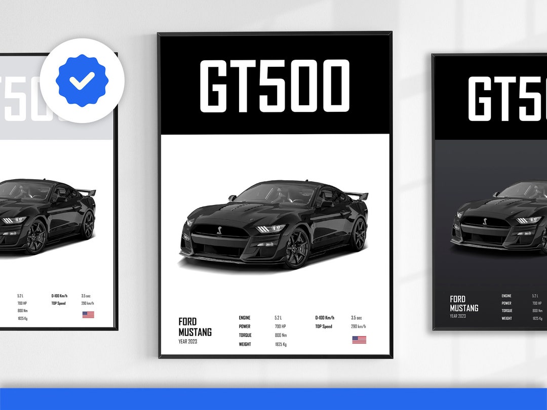 Ford Mustang GT500 Digital Car Poster for Man, Instant Download Print ...