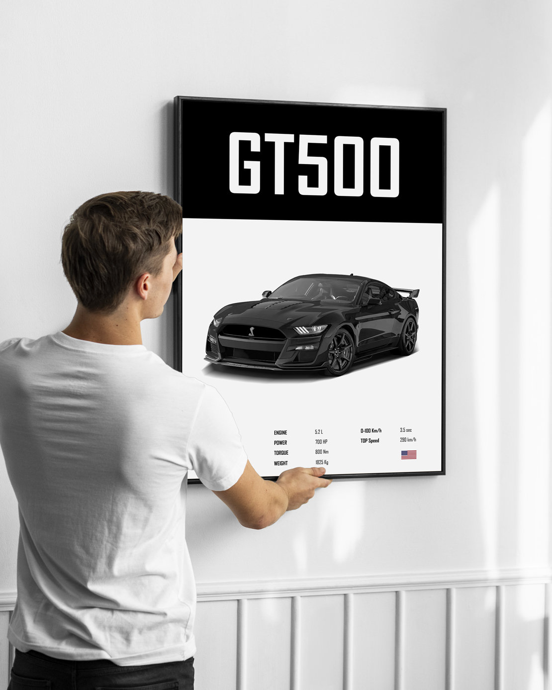 Ford Mustang GT500 Digital Car Poster for Man, Instant Download Print ...