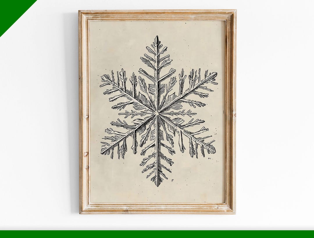 Pencil Sketch of Snowflake Vintage Winter PRINTABLE Decoration Home ...