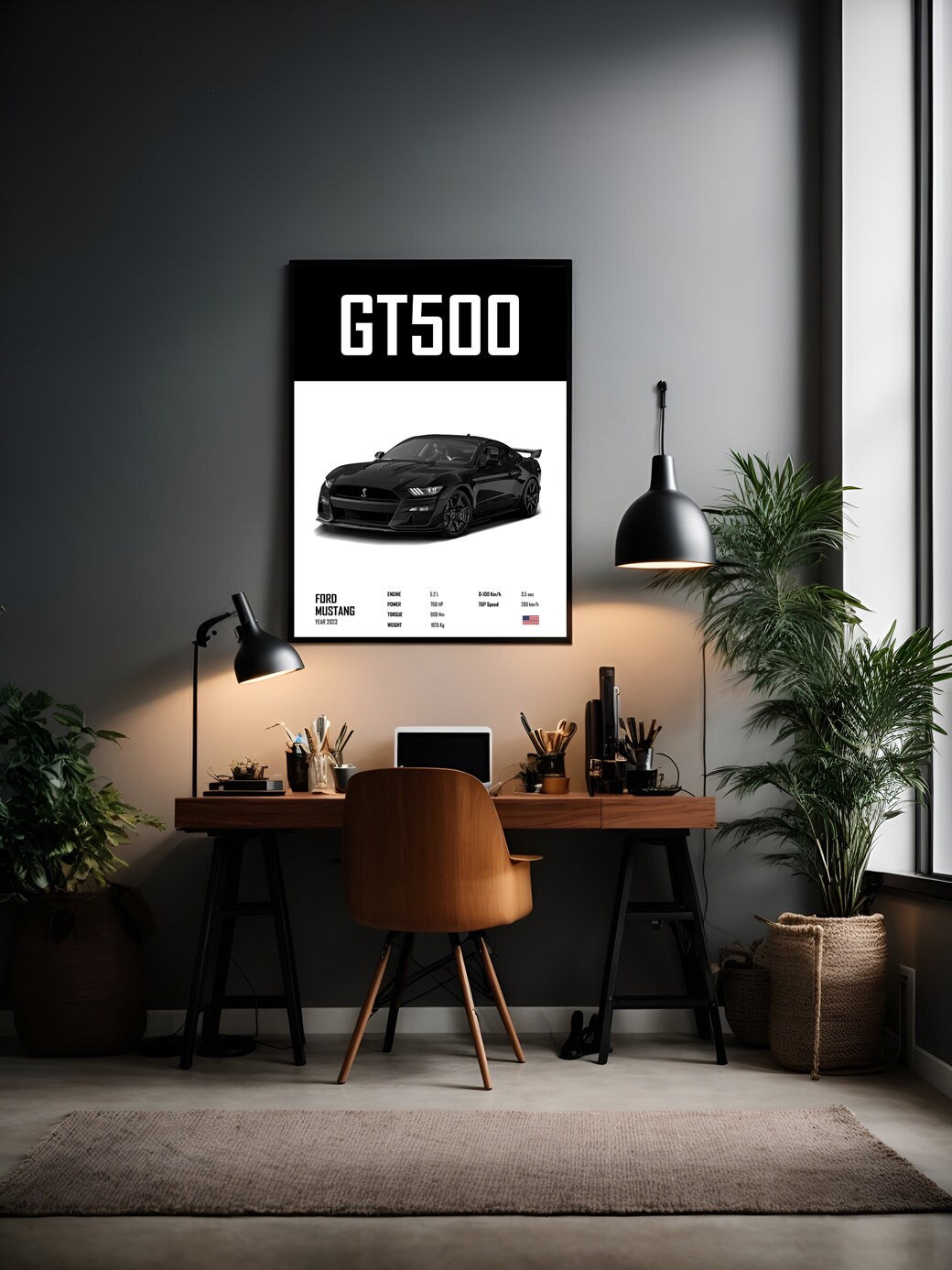 Ford Mustang GT500 Digital Car Poster for Man, Instant Download Print ...