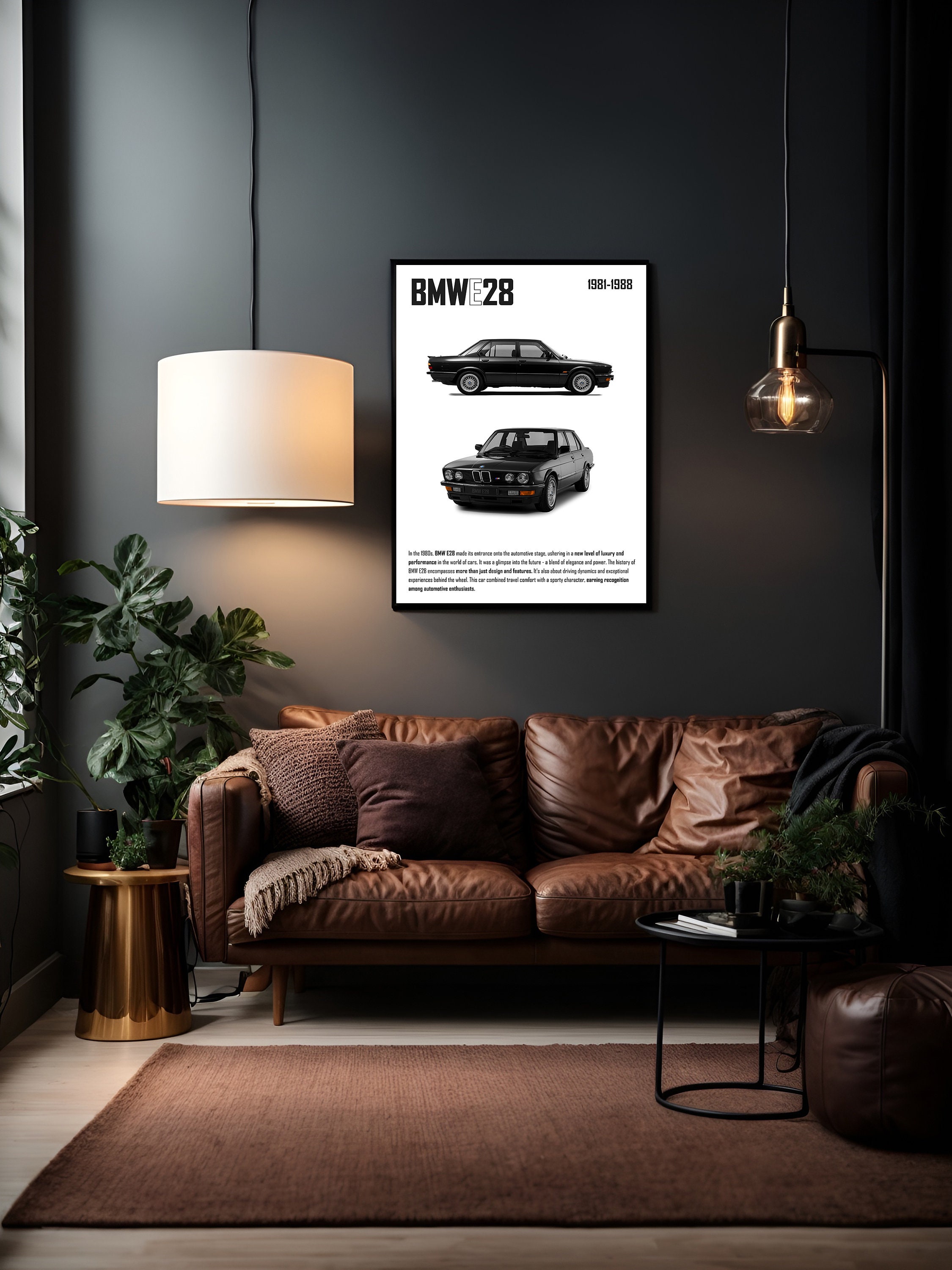 BMW E28 History Digital Car Poster for Man, Instant Download Print Wall ...