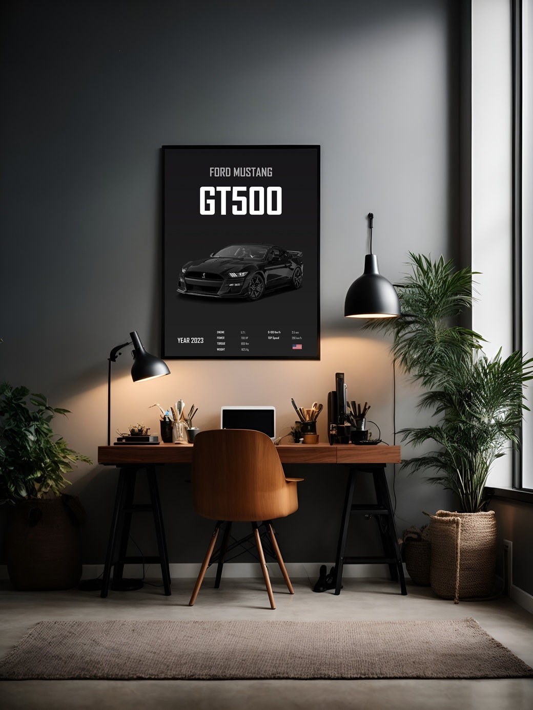 Ford Mustang GT500 Digital Car Poster for Man Instant - Etsy