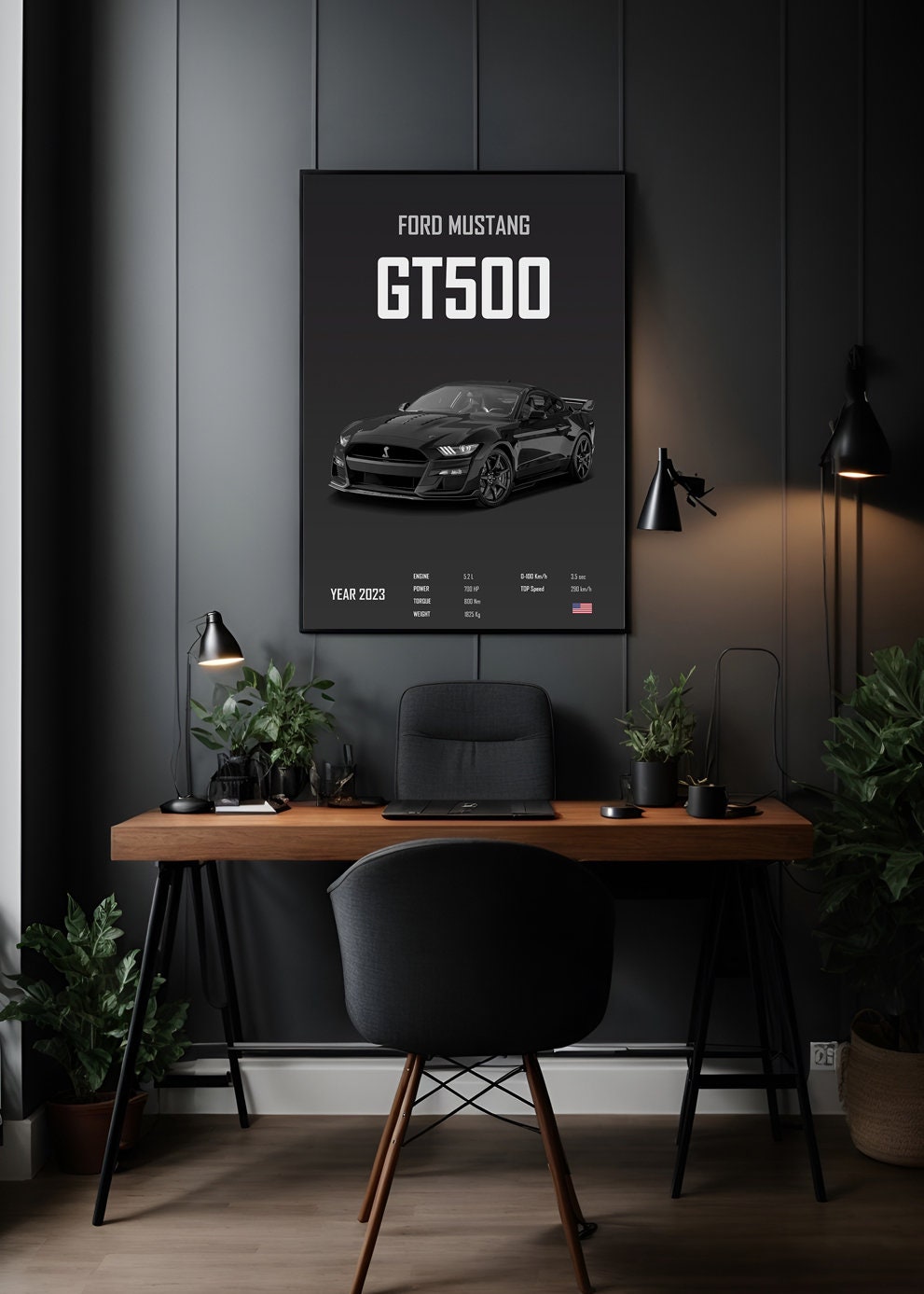 Ford Mustang GT500 Digital Car Poster for Man Instant - Etsy