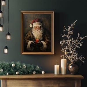 Christmas Wall Art of Rustic Santa Claus Vintage Winter PRINTABLE ...