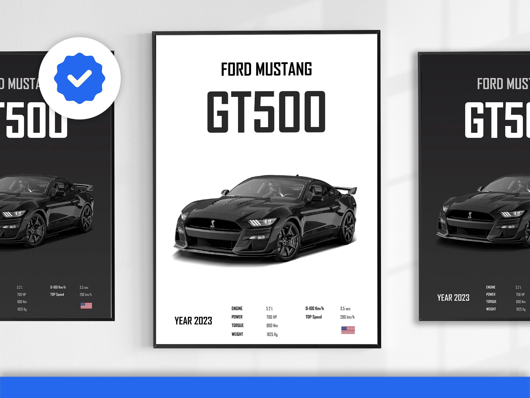 Ford Mustang GT500 Digital Car Poster for Man, Instant Download Print ...