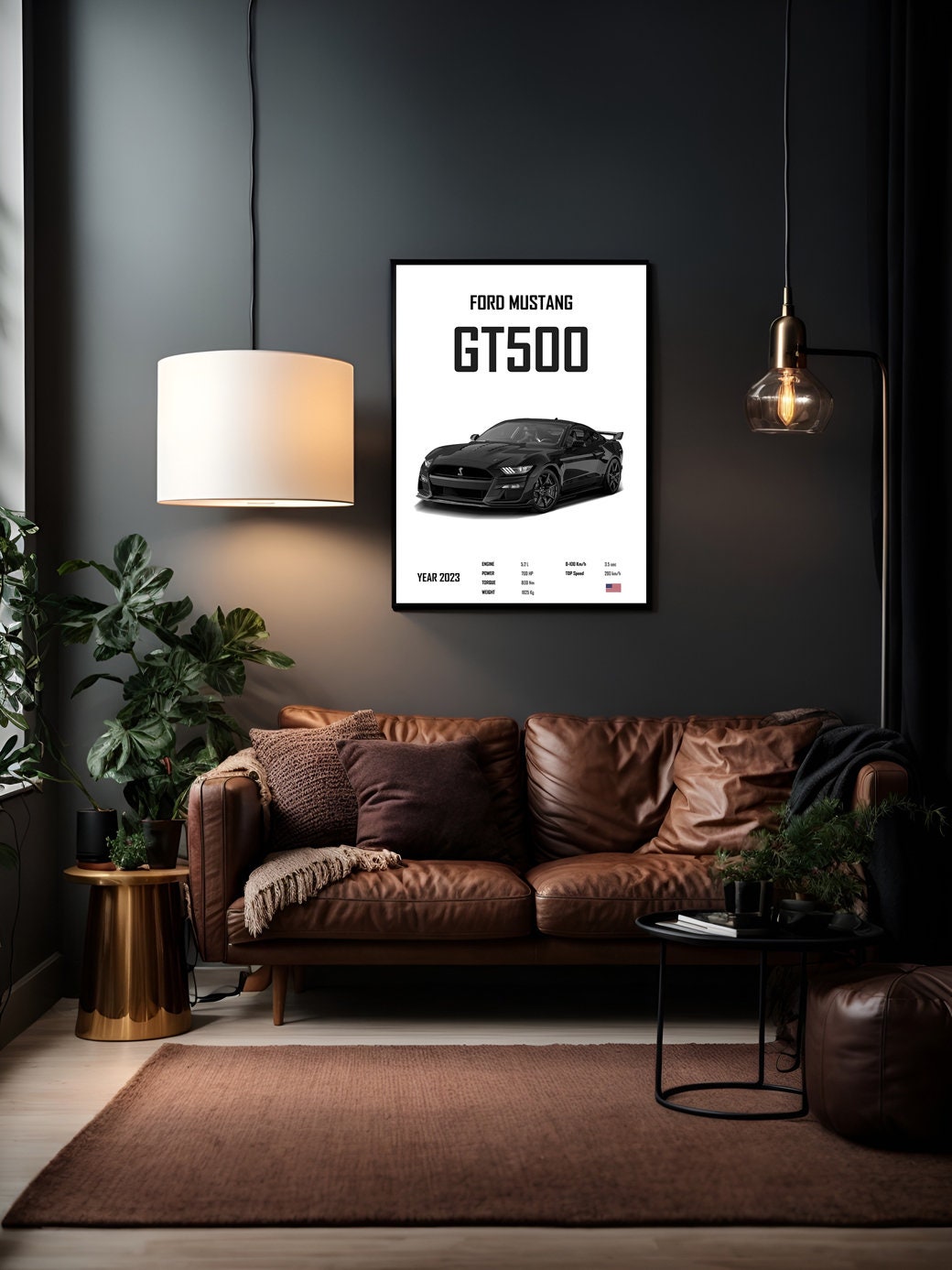 Ford Mustang GT500 Digital Car Poster for Man Instant - Etsy