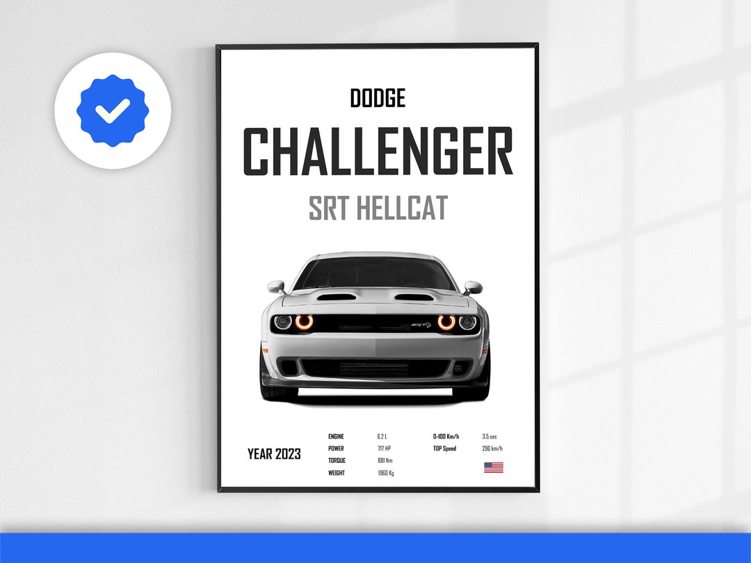 Dodge Challenger SRT Hellcat Digital Car Poster for Man, Instant ...