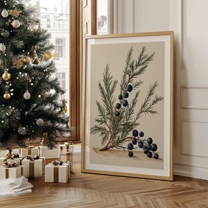 Juniper Twig Winter Wall Art, Juniper Branch Vintage Winter PRINTABLE ...