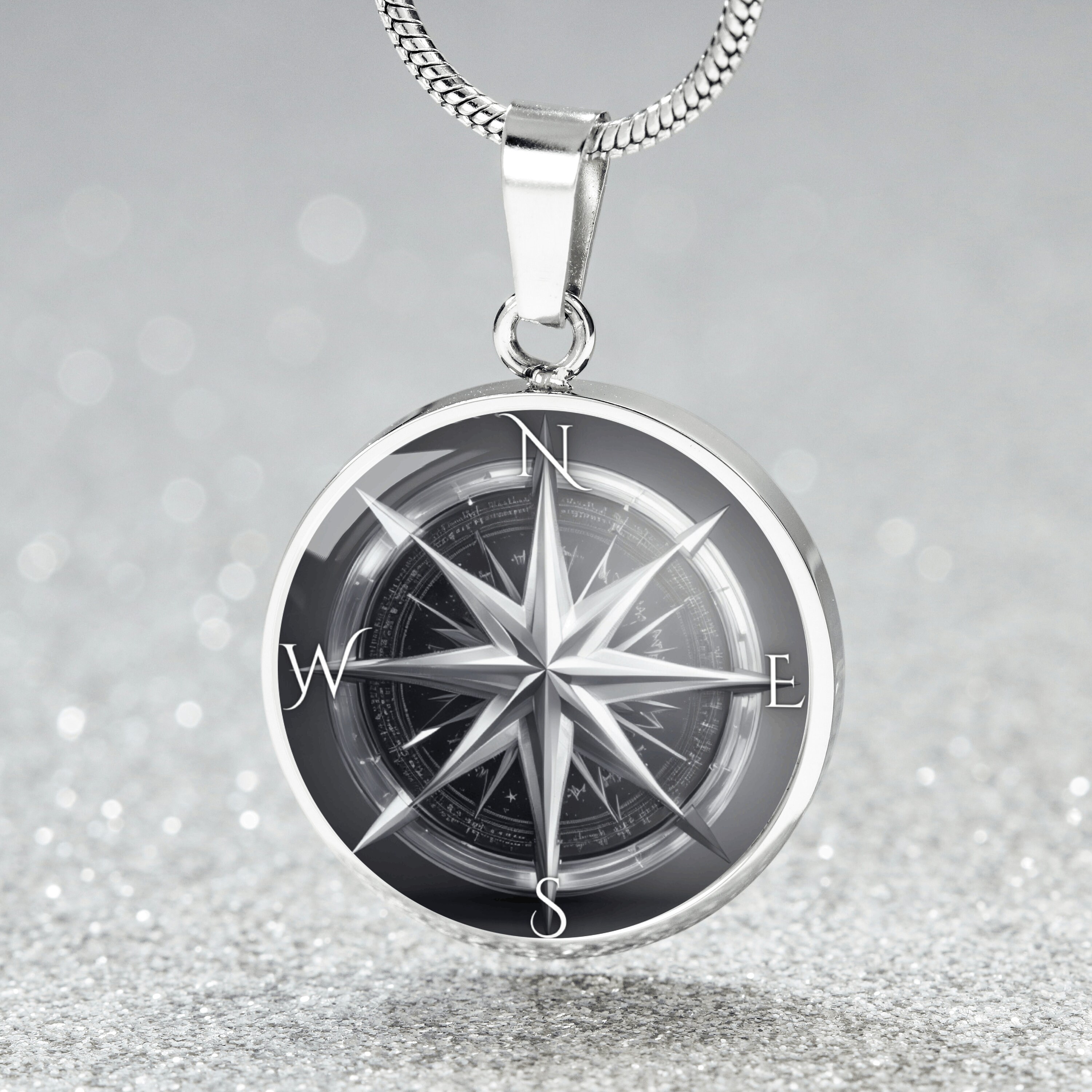 Personalized Compass Necklace Engraved Compass Pendant - Etsy