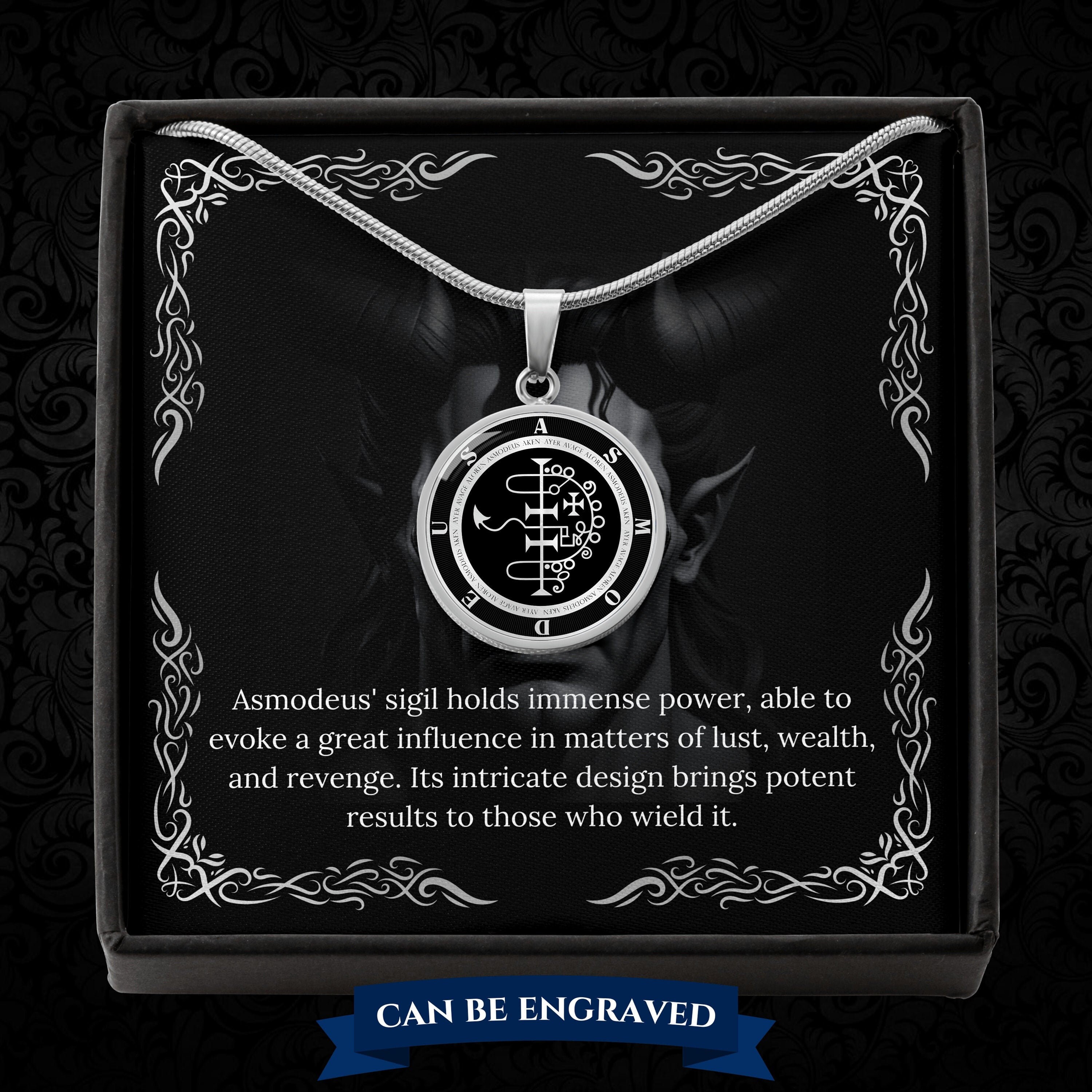 Personalized ASMODEUS SIGIL, Personalized Asmodeus Pendant, Engraved ...