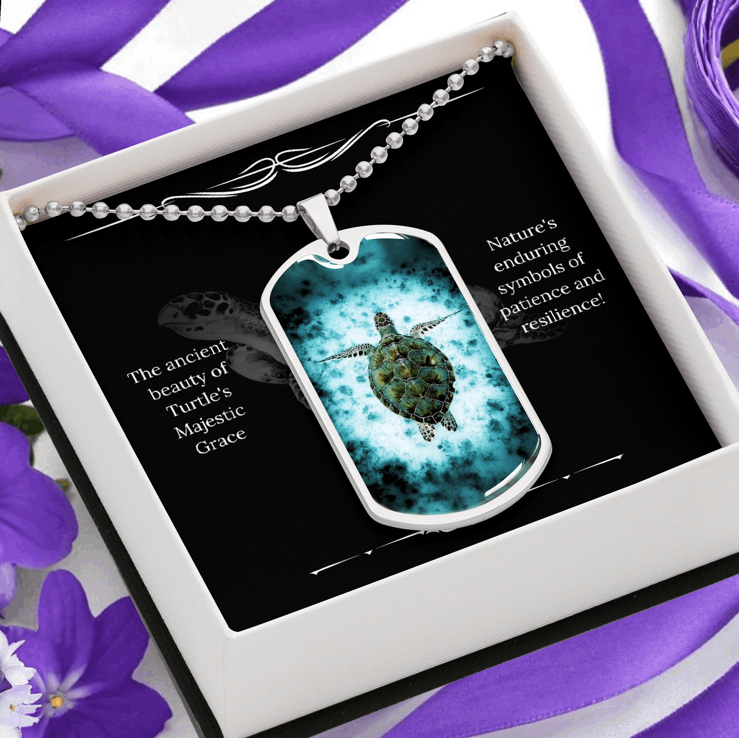 Personalized Sea Turtle , Engraved Turtle Necklace, Personalized Turtle ...