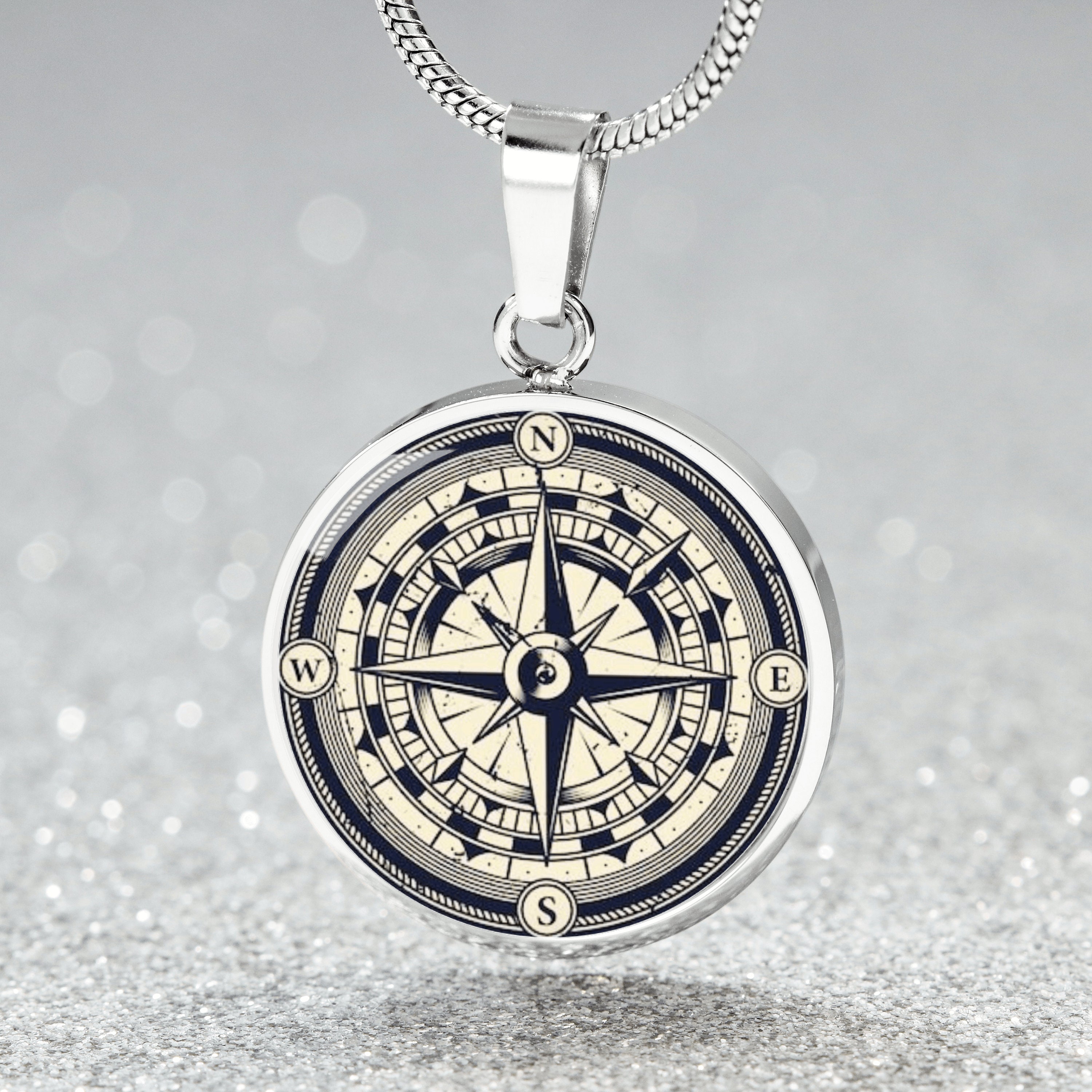 Personalized Compass Necklace, Engraved Compass Pendant, Personalized ...