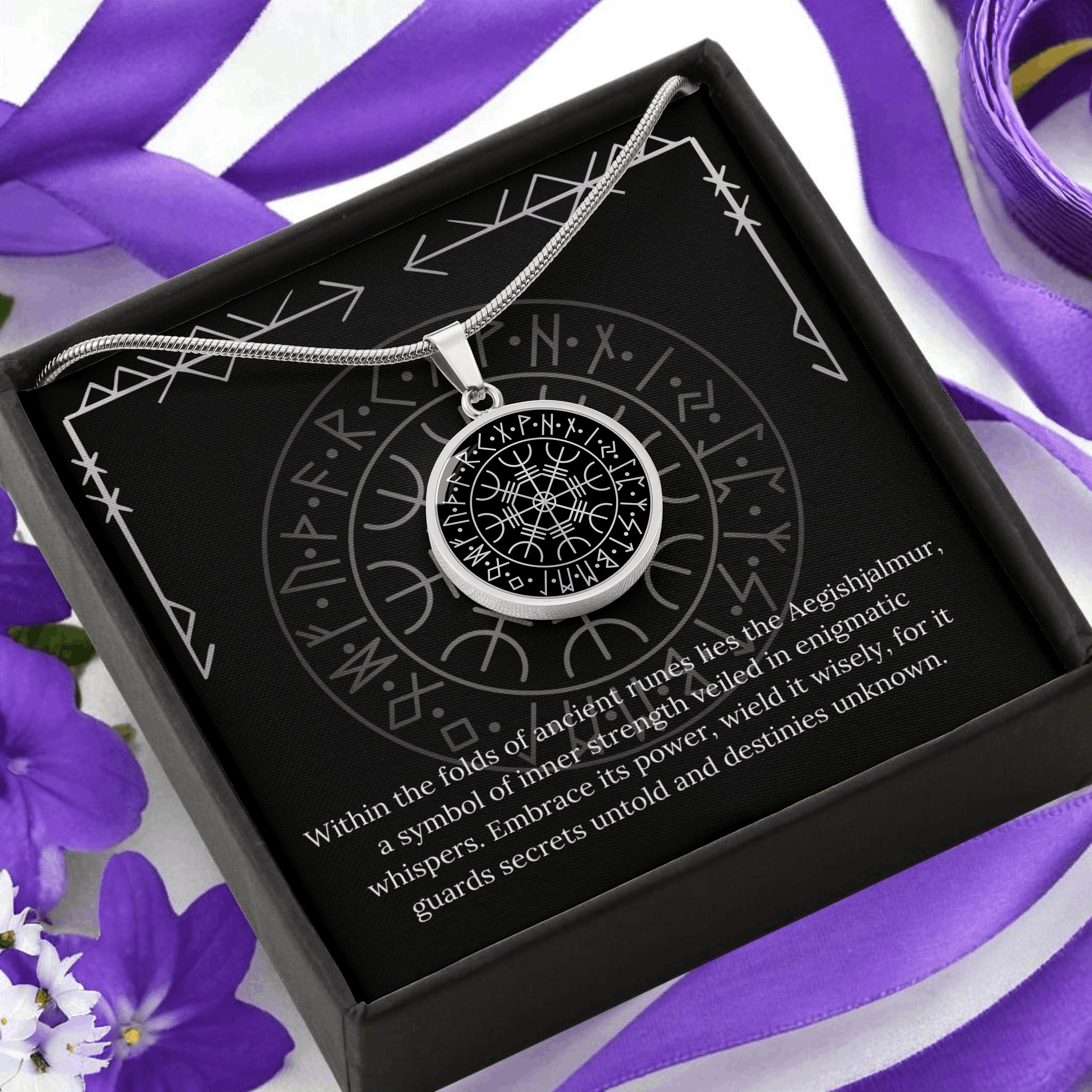 Personalized Aegishjalmur Necklace, Engraved Helm of Awe , Personalized ...