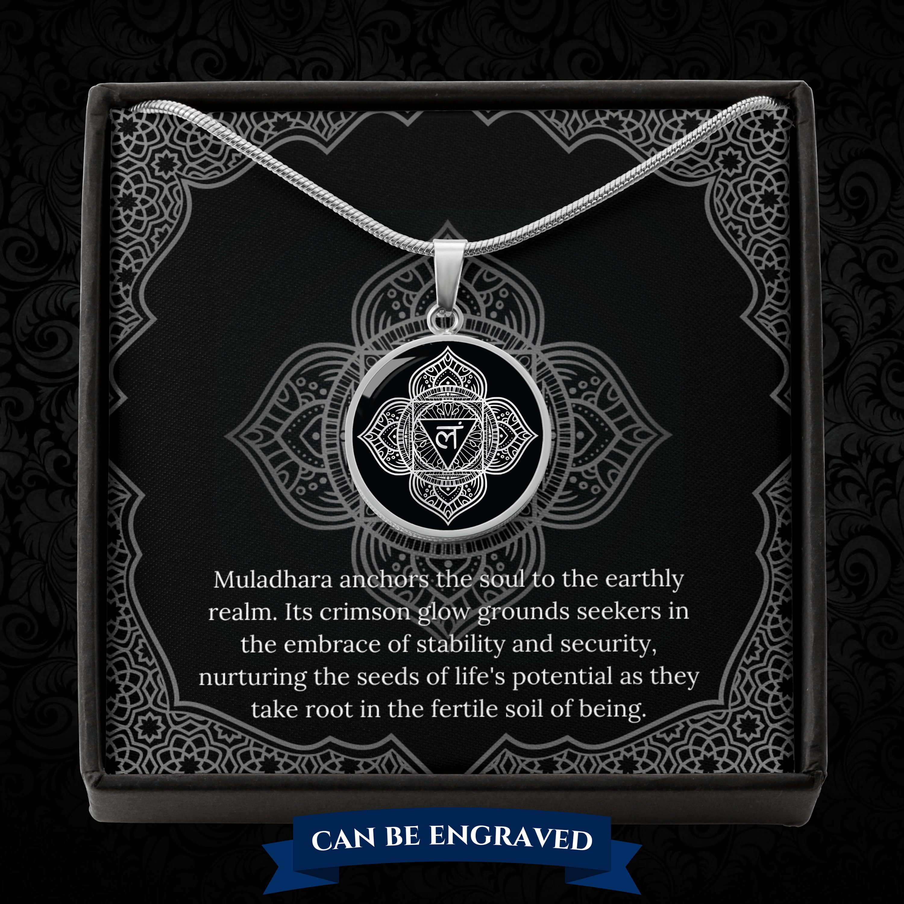Personalized Chakra Muladhara Necklace, Engraved Root Chakra Necklace ...