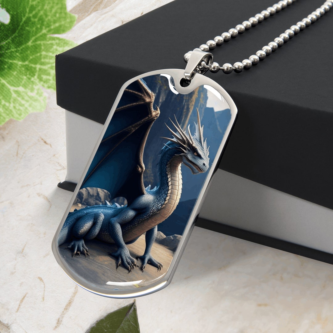 Personalized Dragon Necklace, Engraved Dragon Jewelry , Dragon Pendant ...