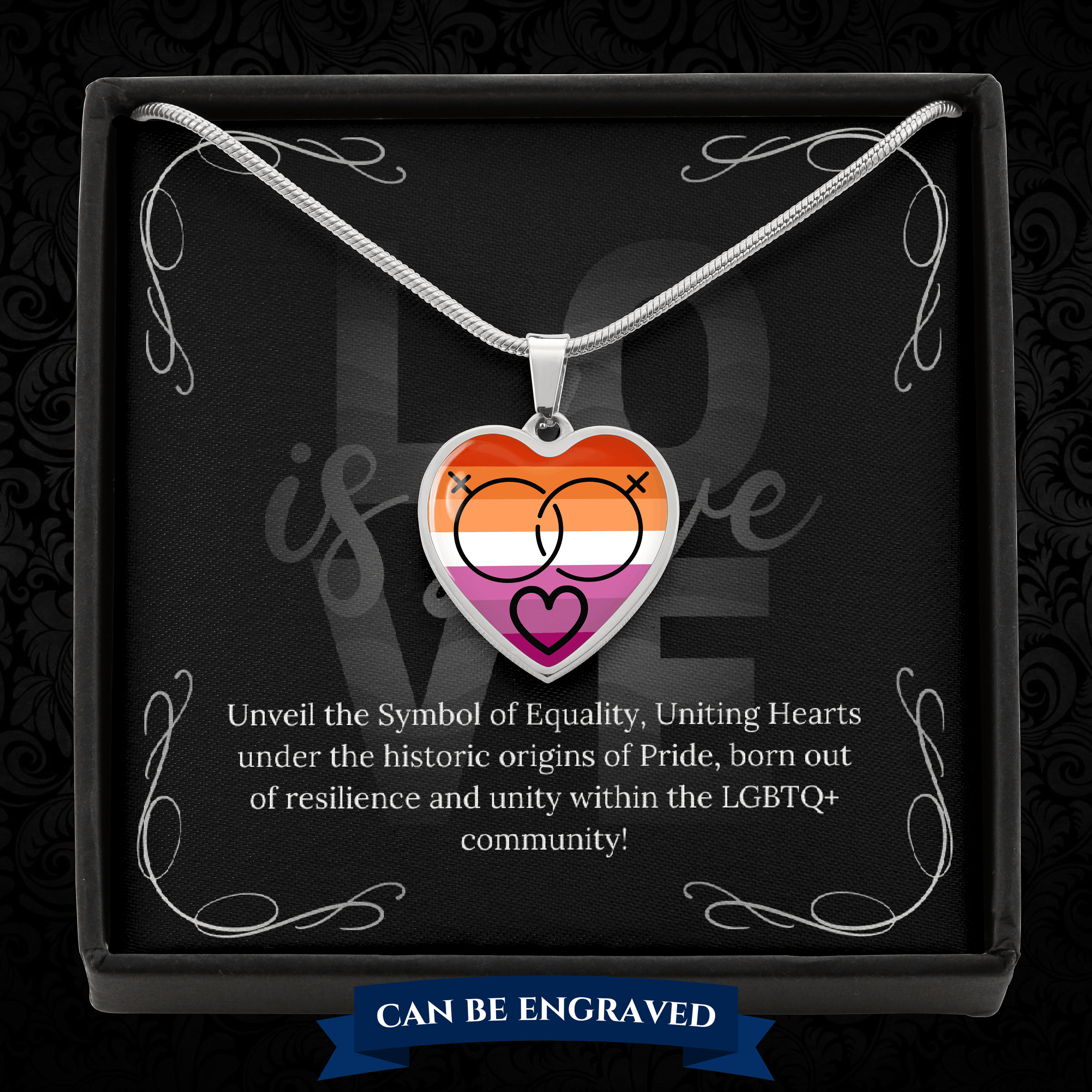 Personalized Lesbian Necklace , Engraved Lesbian Jewelry, Lesbian Flag ...