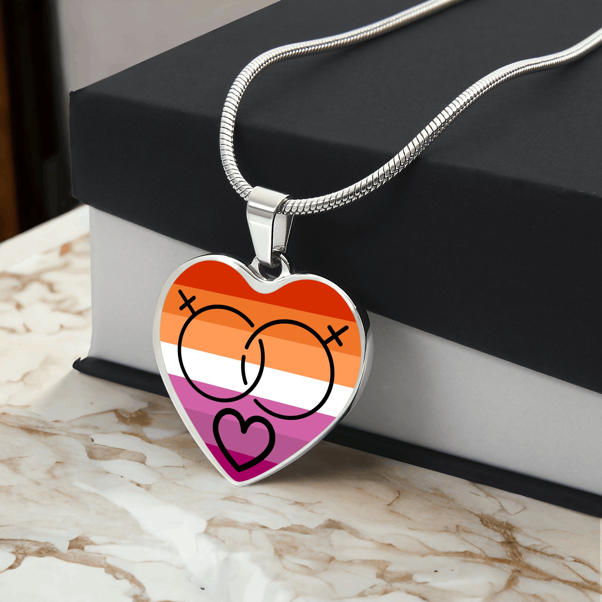 Personalized Lesbian Necklace , Engraved Lesbian Jewelry, Lesbian Flag ...