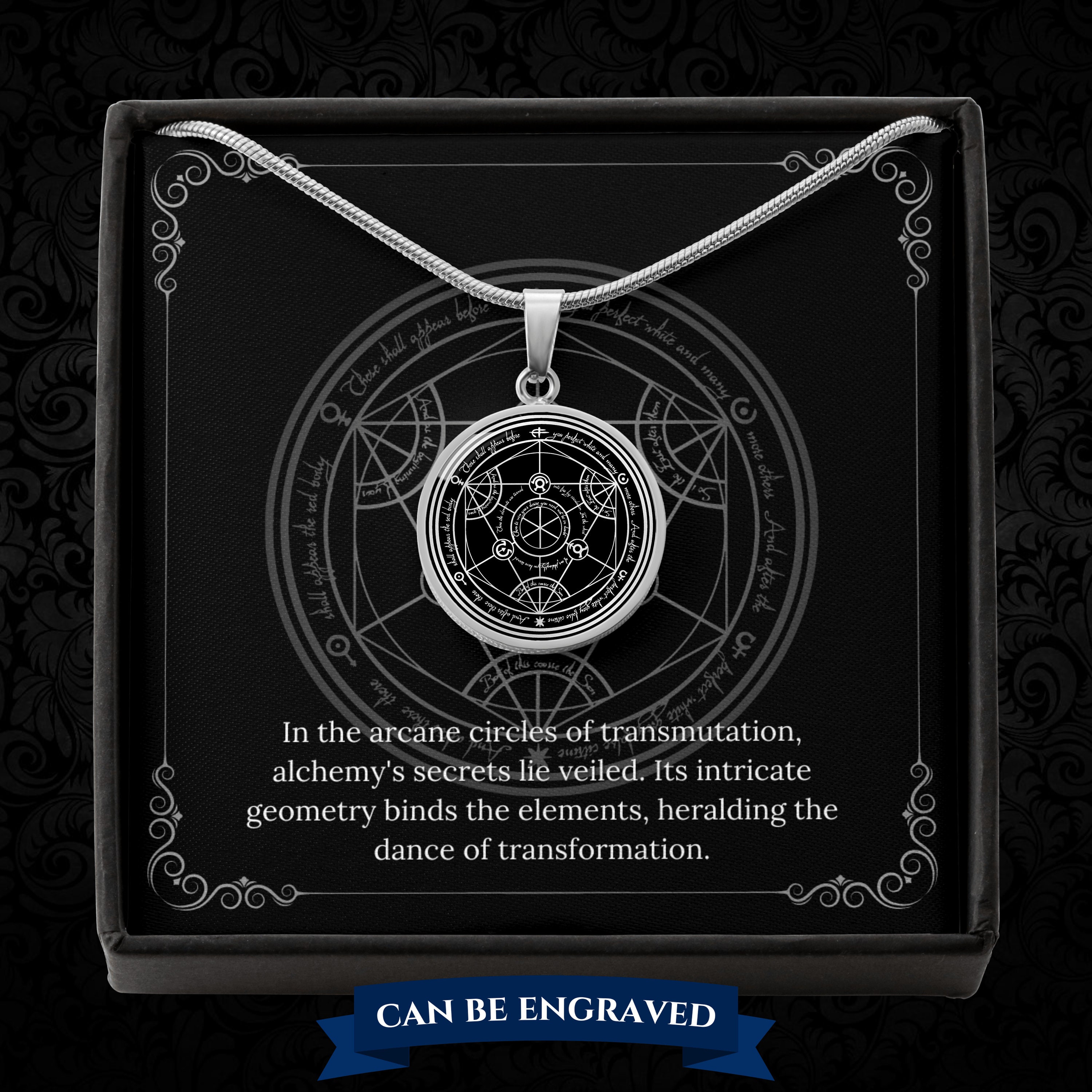 Personalized Transmutation Circle Necklace, Engraved Alchemy Pagan ...