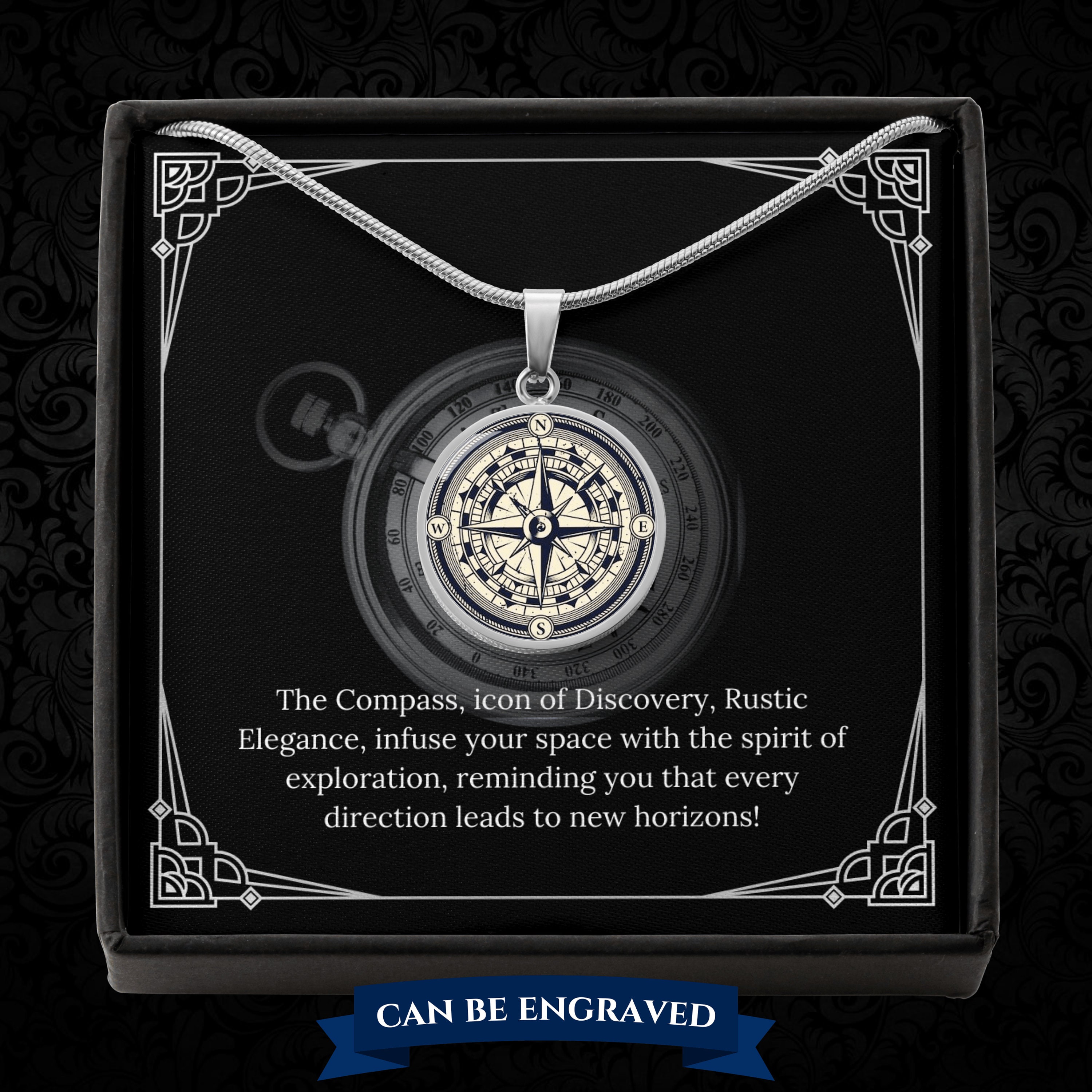 Personalized Compass Necklace, Engraved Compass Pendant, Personalized ...