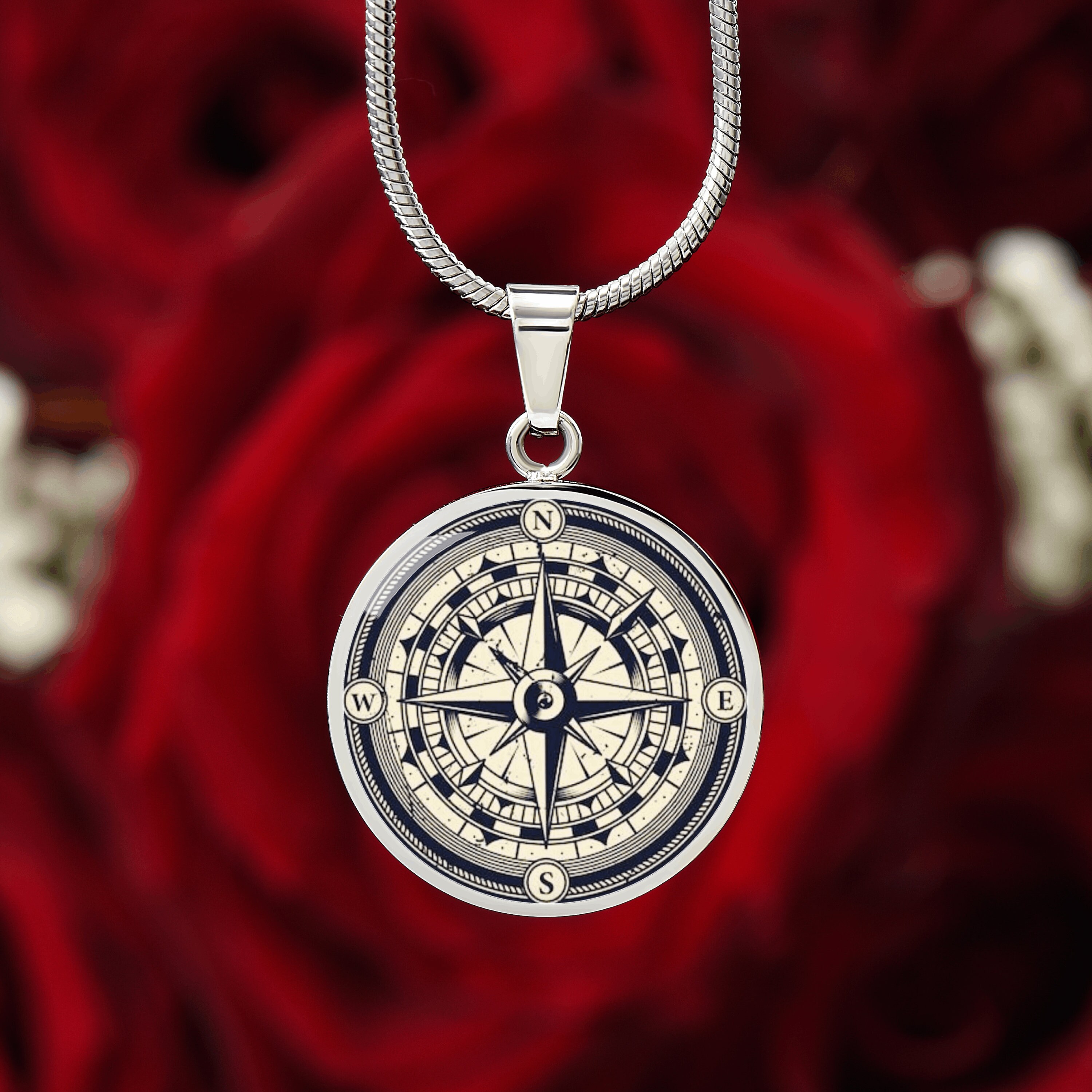 Personalized Compass Necklace Engraved Compass Pendant Personalized Ts Nautical Necklace