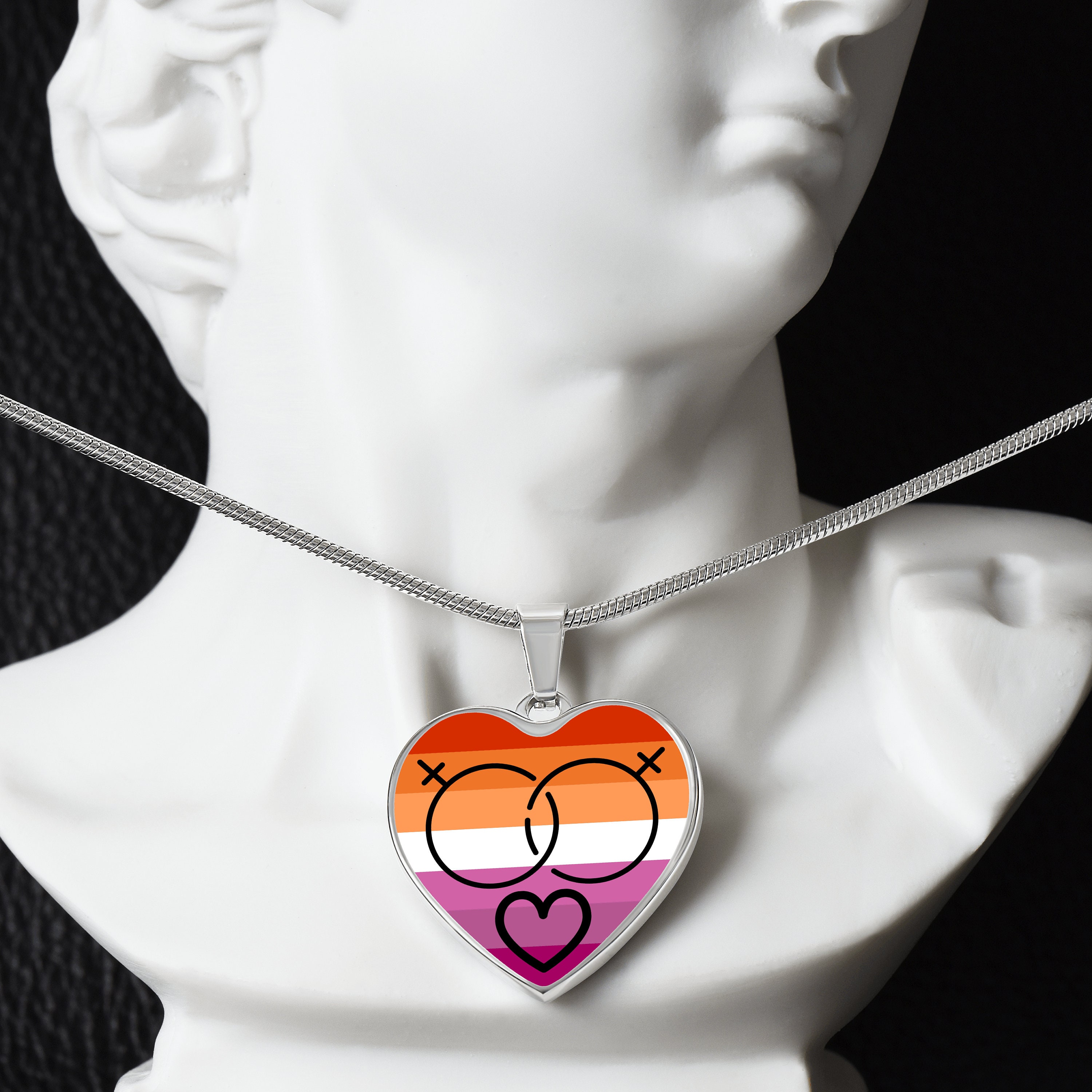 Personalized Lesbian Necklace , Engraved Lesbian Jewelry, Lesbian Flag ...