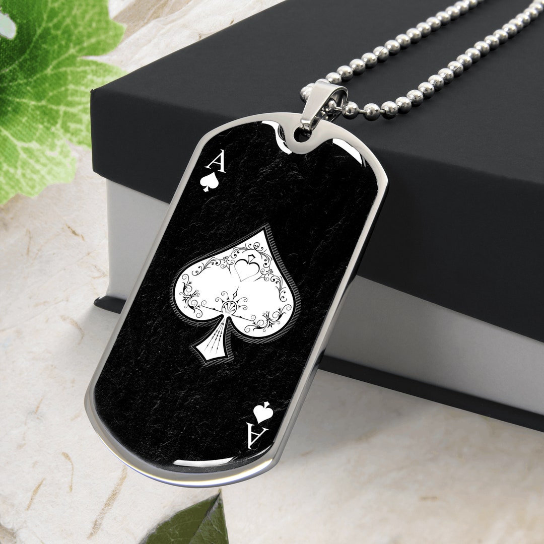 Personalized Ace of Spades Necklace, Engraved Ace Pendant ...