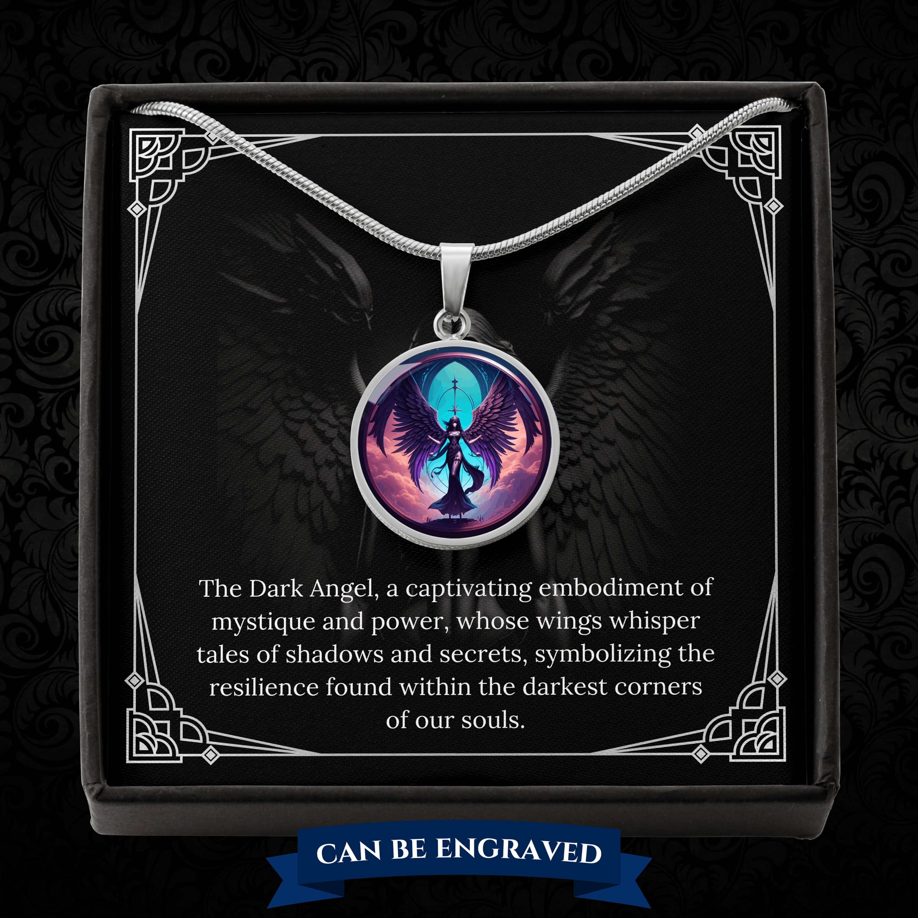 Personalized Dark Angel Necklace, Engraved Fallen Angel Jewelry ...