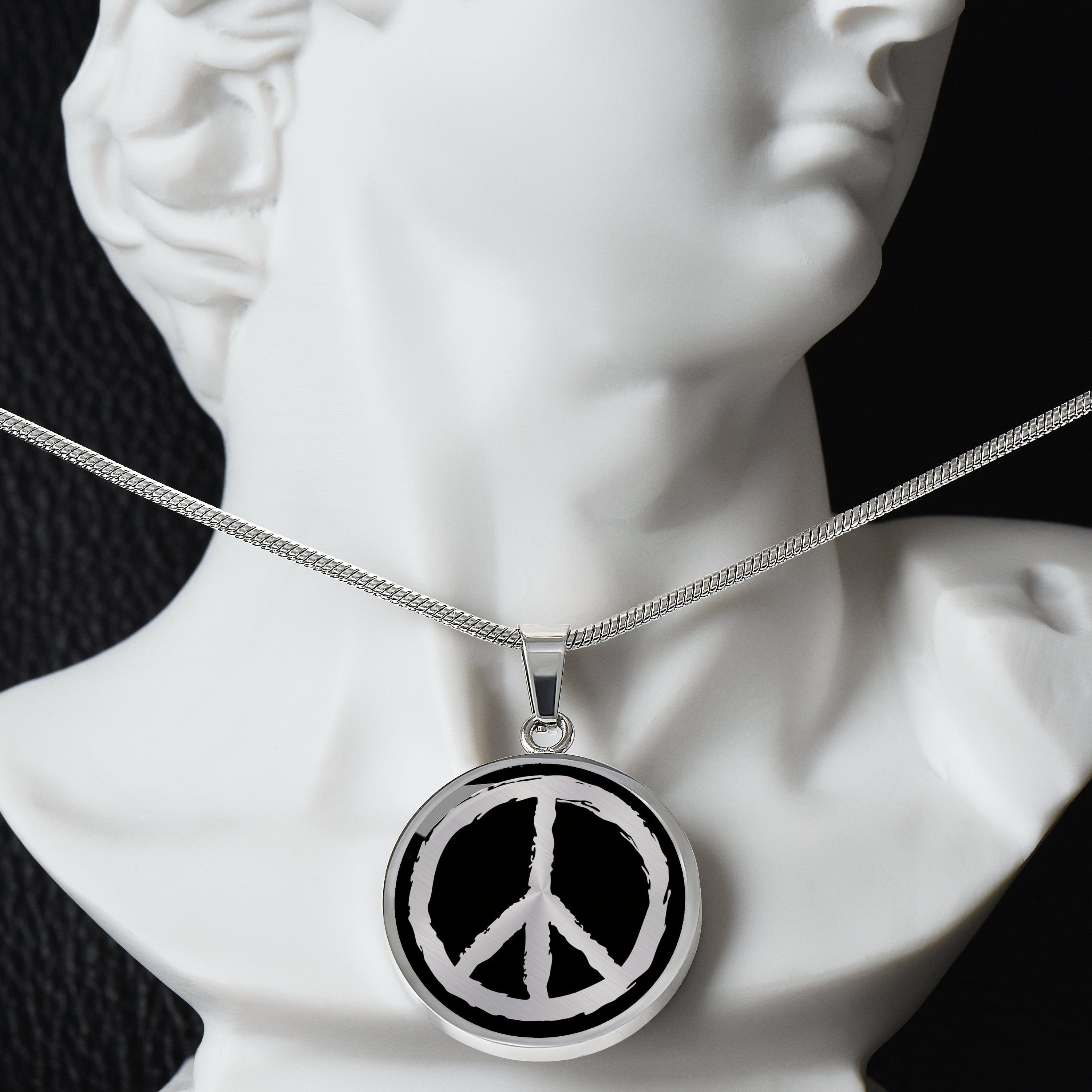 PEACE SIGN NECKLACE, Peace Sign Charm, Hippie Necklace, Peace Sign ...