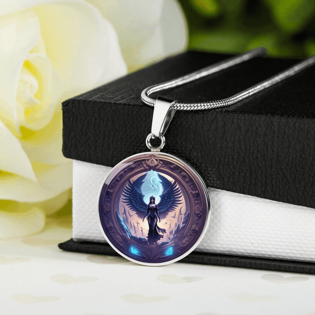 Personalized Dark Angel Necklace, Engraved Fallen Angel Jewelry ...
