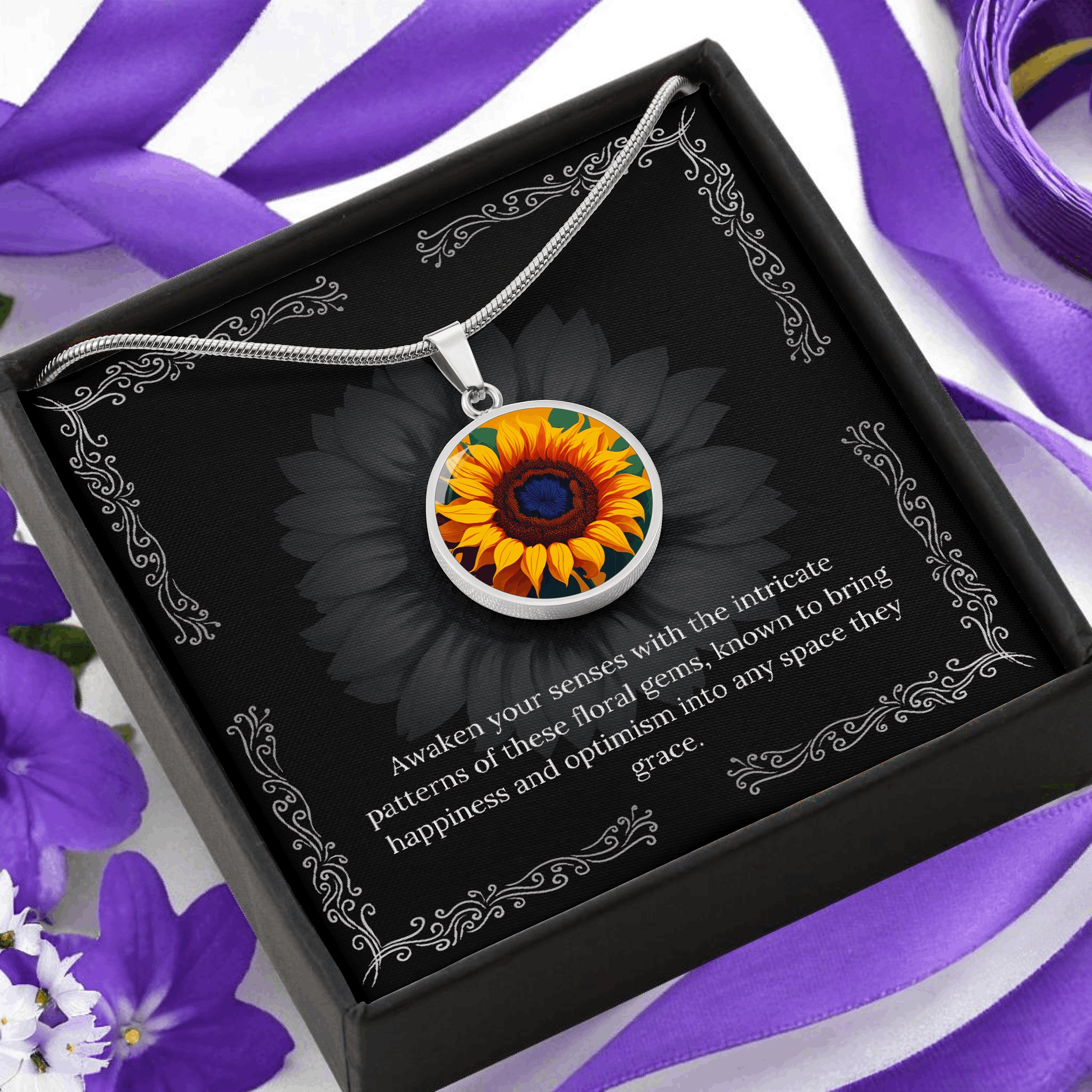 Personalized Sunflower Necklace , Engraved Sunflower Name Necklace ...