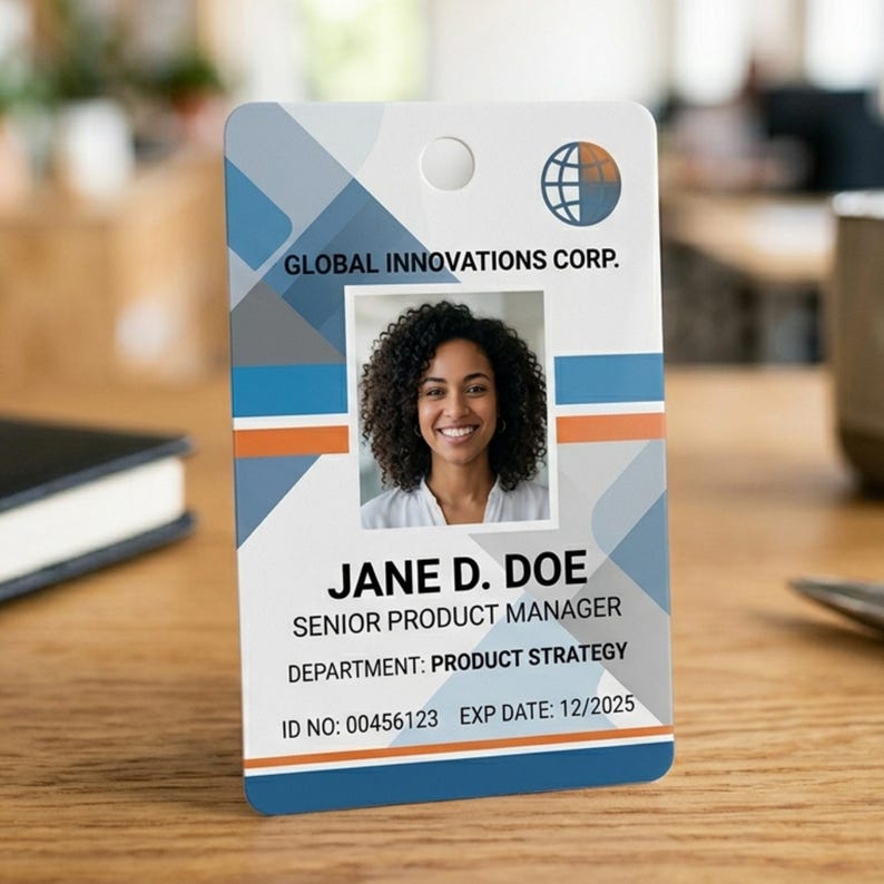ID Badge Template Canva, Editable Employee ID Card, Printable School ...