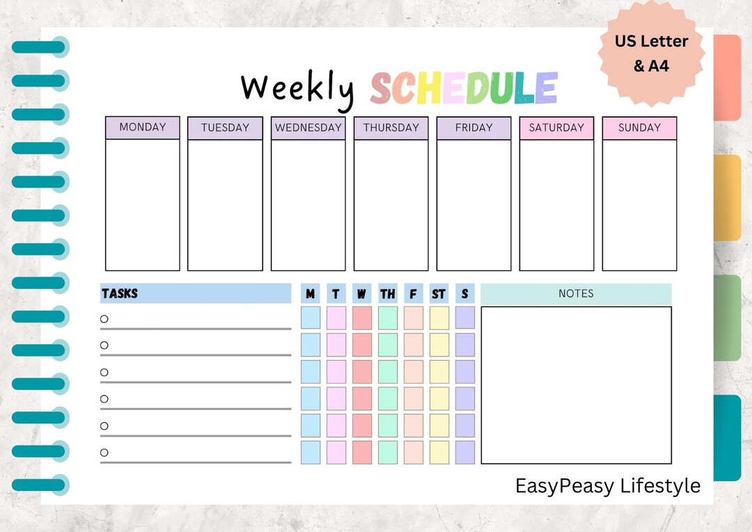 Kids Weekly Planner – Printable Homeschool Schedule (digital Download ...