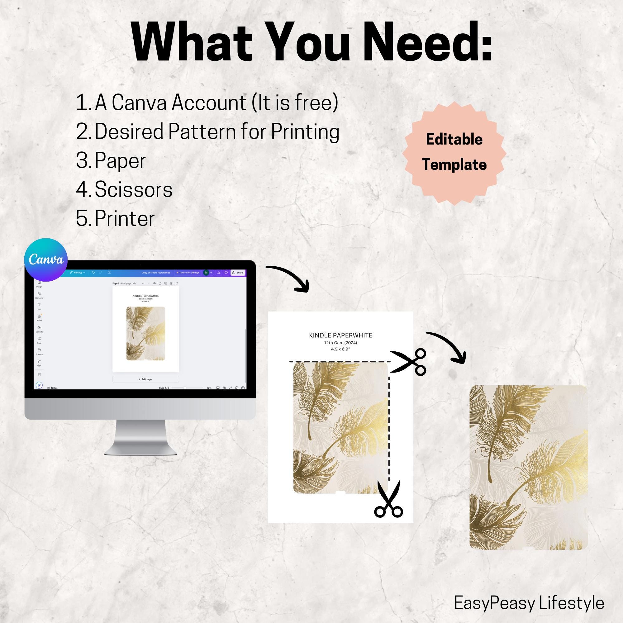 DIY Insert Template Kindle Paperwhite 12th Gen 2024 | Printable Kindle ...
