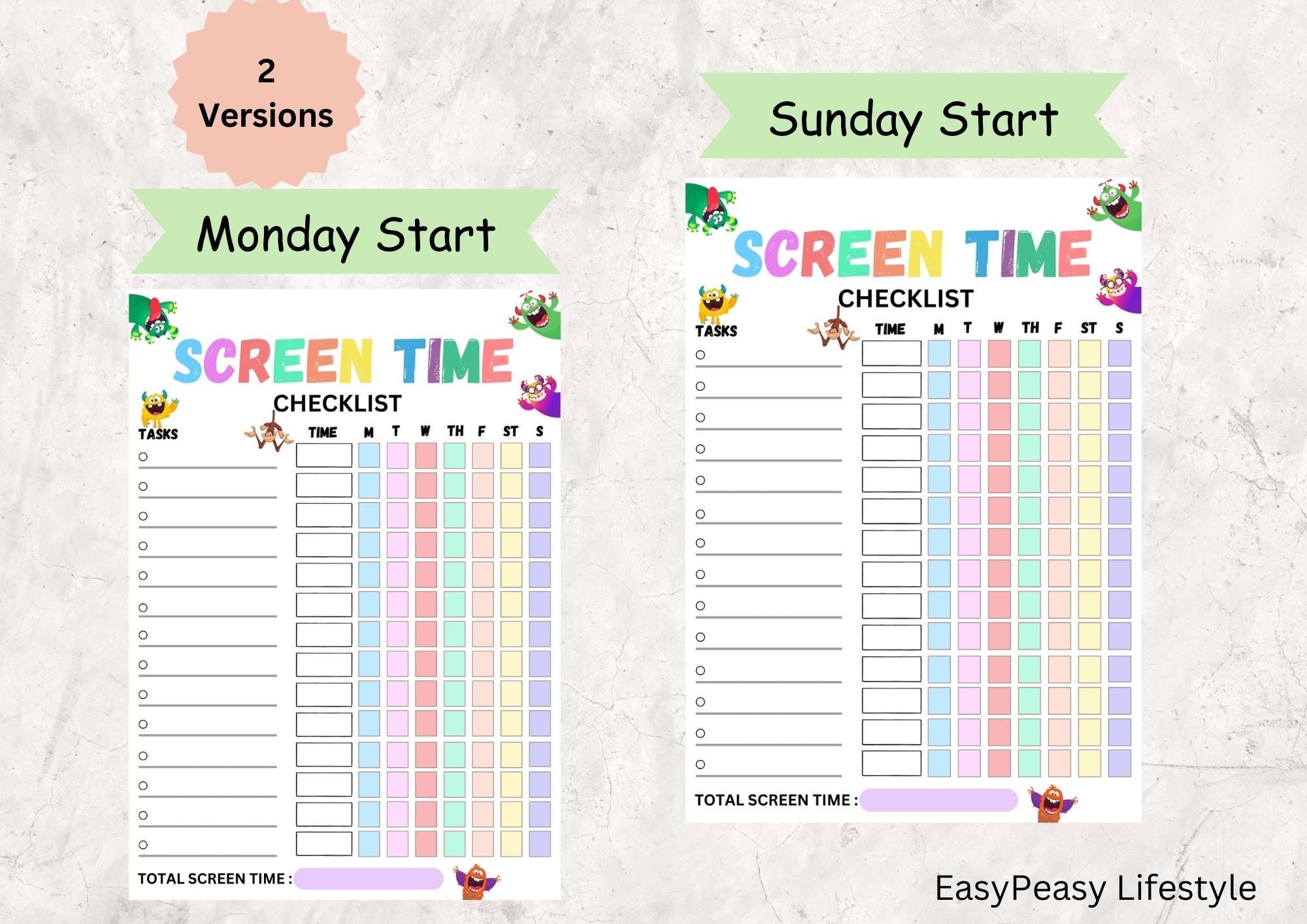 Earn Screen Time, Printable Kids Screen Time Checklist, Editable Screen ...