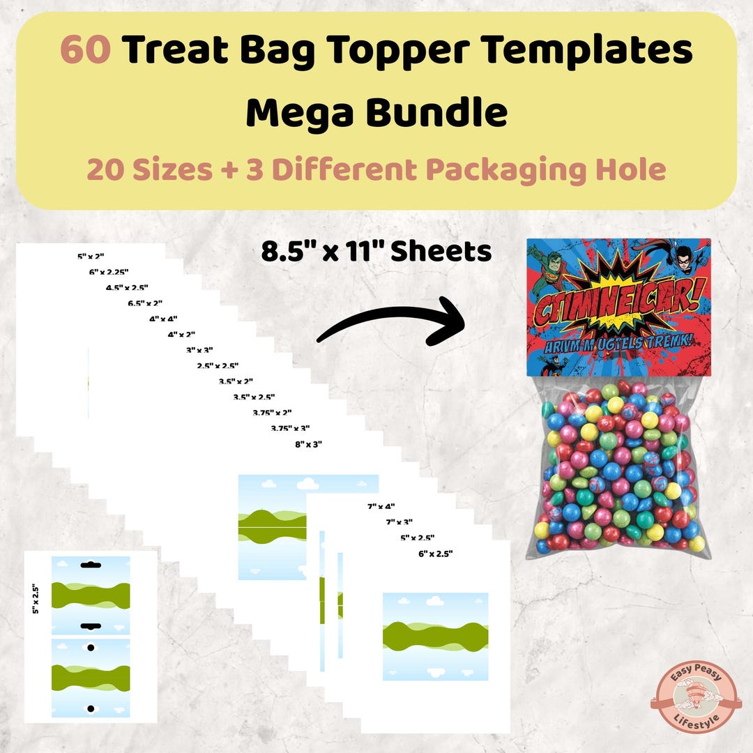 Treat Bag Topper Template Mega Bundle | Editable Canva Bundle ...